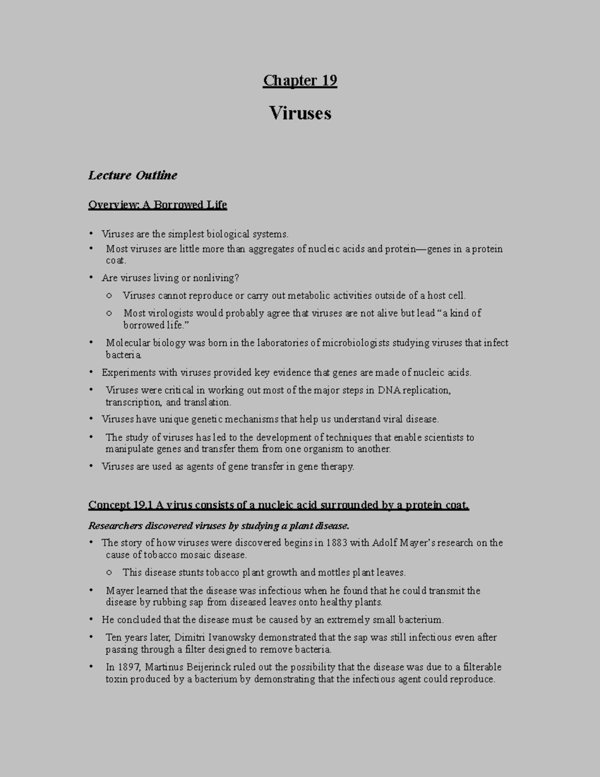 C19 outline - Chapter 19 - Lecture Outline for Campbell/Reece Biology ...