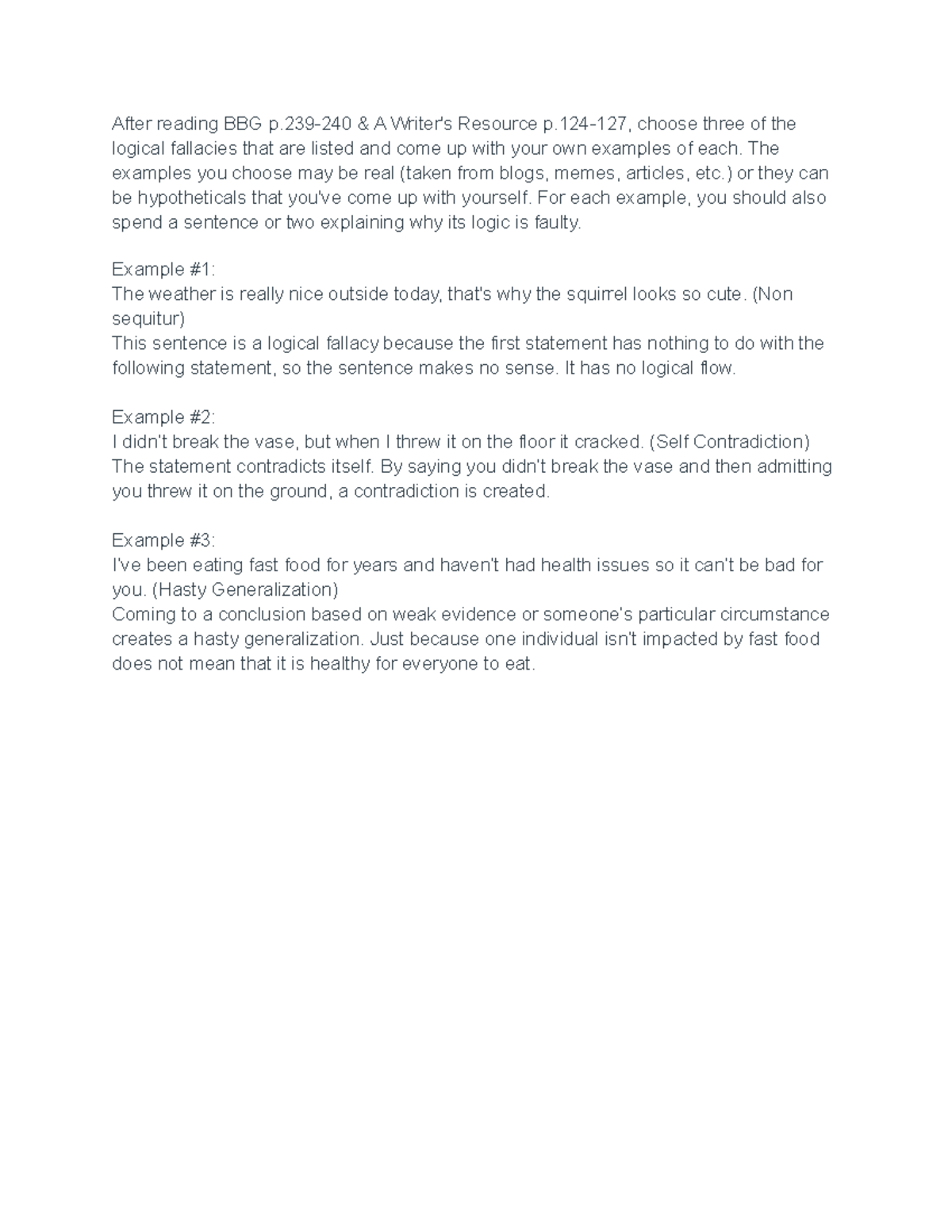 Logical Fallacies Discussion - After reading BBG p-240 & A Writer's ...