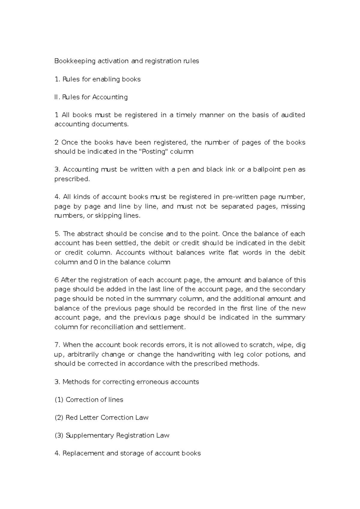 Bookkeeping activation and registration rules - Rules for Accounting 1 ...