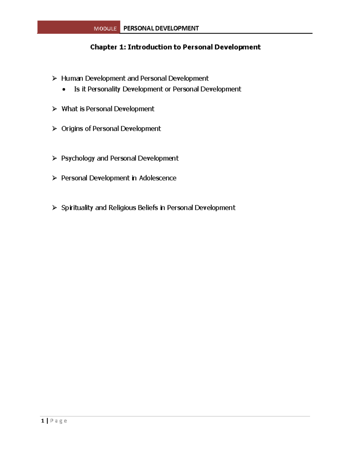 Social Science Personal Development Module - Chapter 1: Introduction to ...