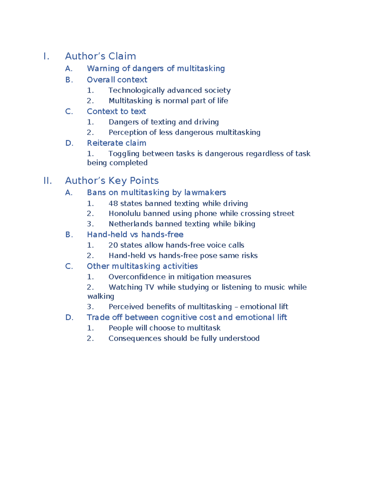 3-5 Outline 2 - Module 3 - I. Author’s Claim A. Warning of dangers of ...