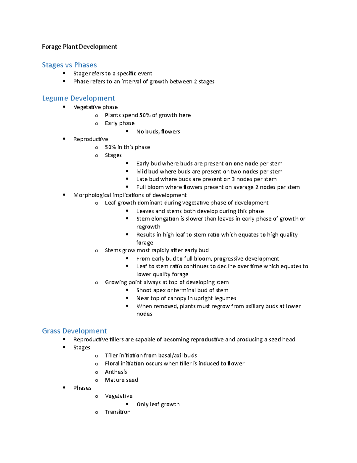 Forage Plant Development - Forage Plant Development Stages vs Phases ...
