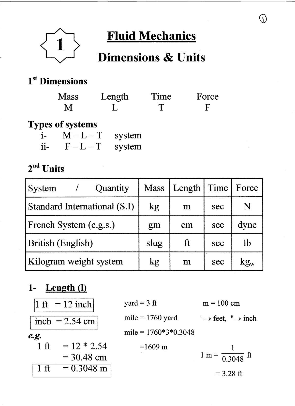 Units and Dimensions - Fluid Mechanics I - Studocu