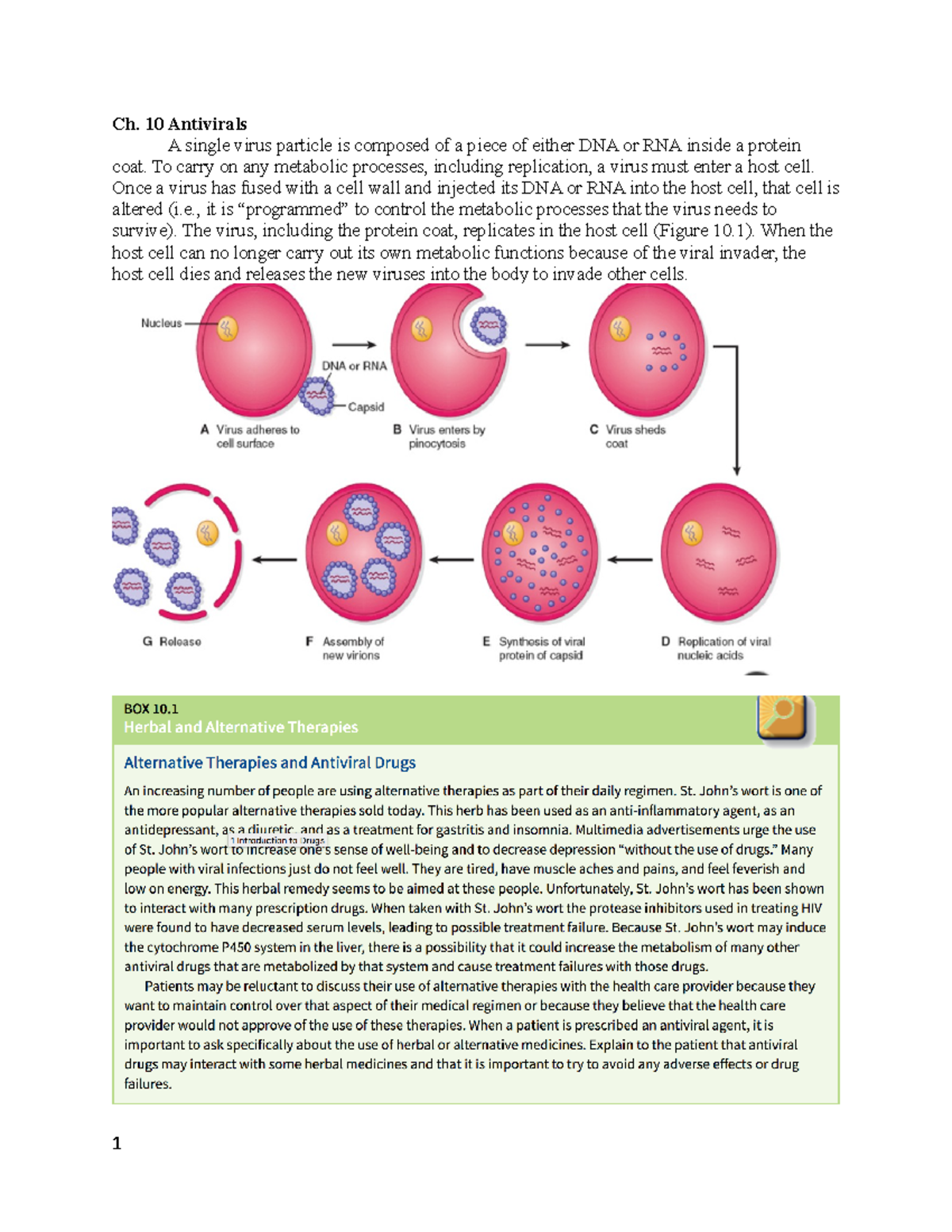 Pharm exam review - C - Notes - Ch. 10 Antivirals A single virus ...