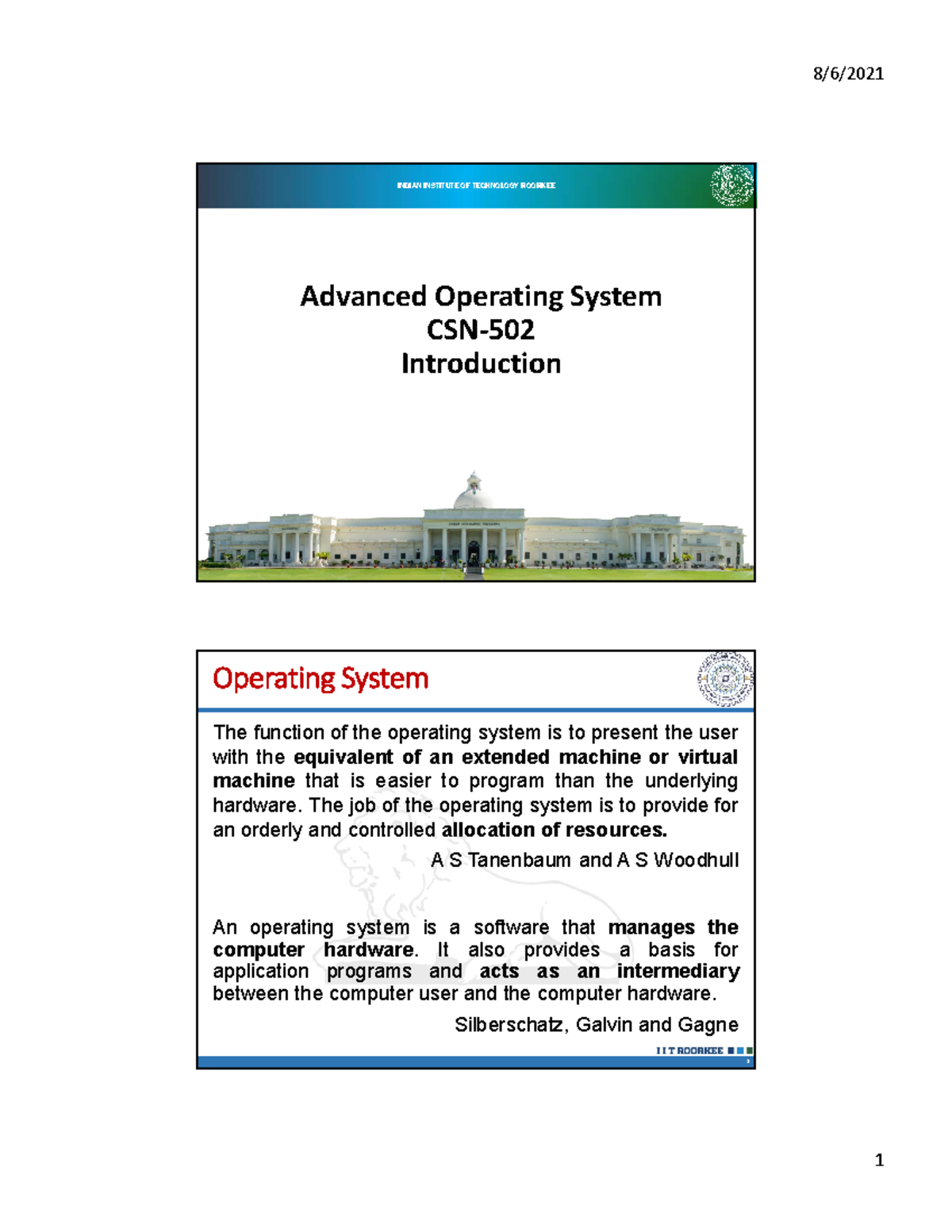 Basic of Distributed OS - INDIAN INSTITUTE OF TECHNOLOGY ROORKEE Advanced Operating System CSN ...