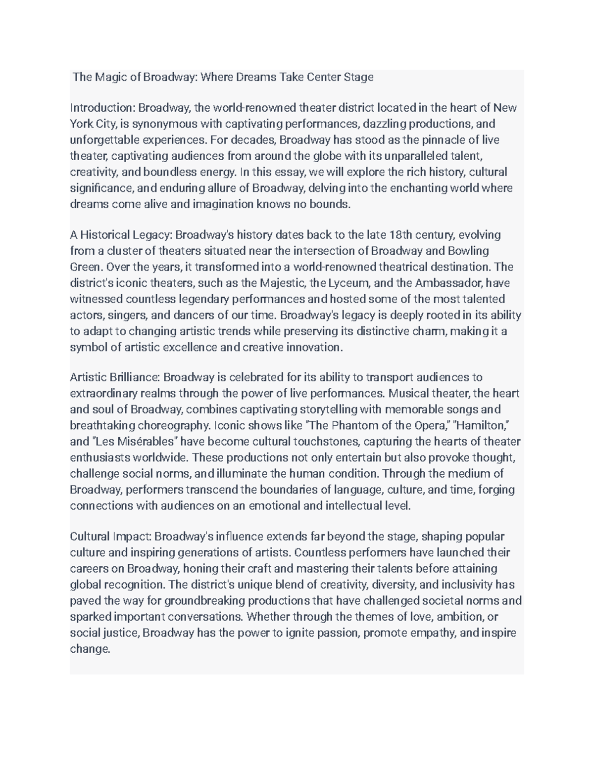 Haaaaaaaa - dad - The Magic of Broadway: Where Dreams Take Center Stage ...