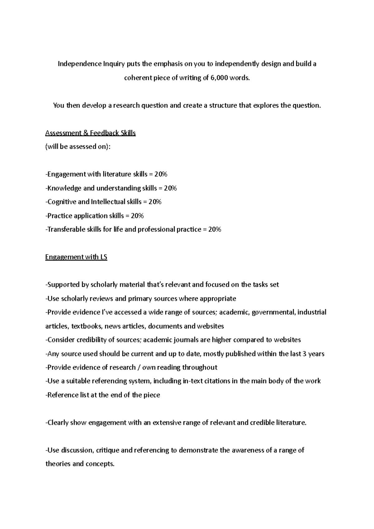Dissertation Prep Notes - Independence Inquiry puts the emphasis on you ...