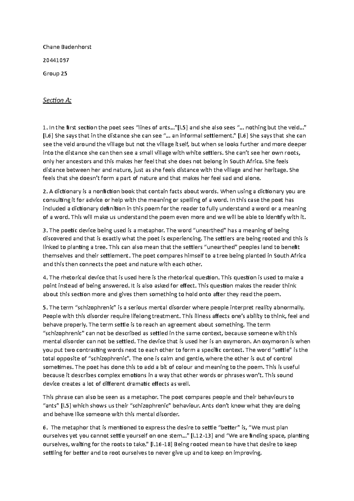 Week 2 Answers - eng 120 practical examples - Chane Badenhorst 20441097 ...