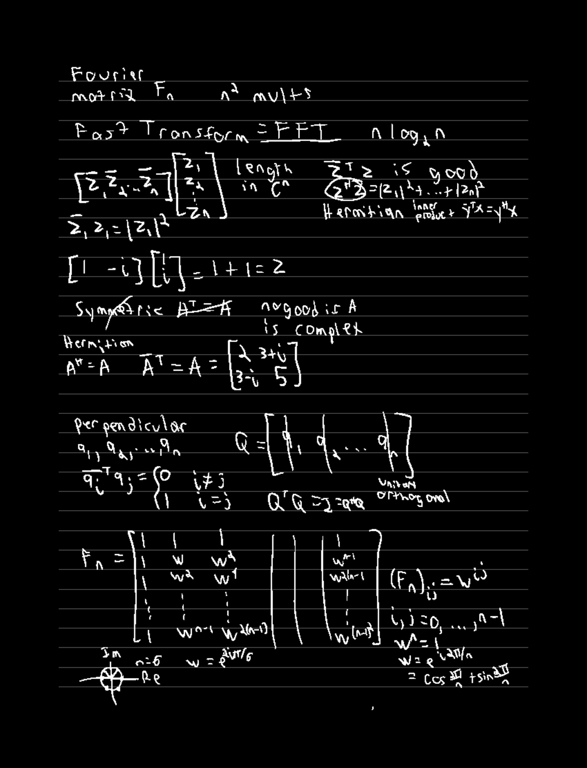 Complex Matrices: Fast Fourier Transformation - Fourier matrix Fa n ...
