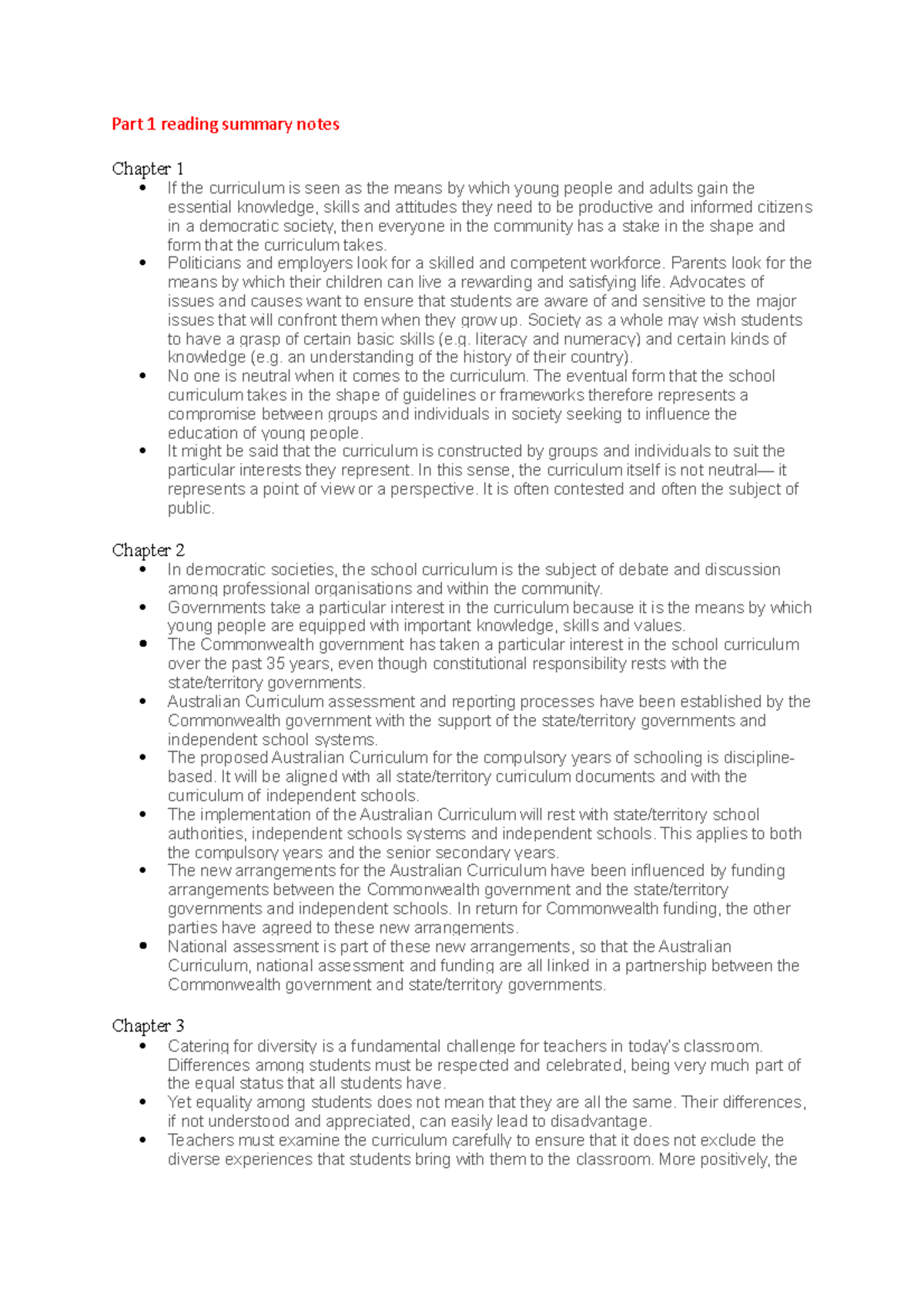 Part 1 reading summary - Part 1 reading summary notes Chapter 1 If the ...