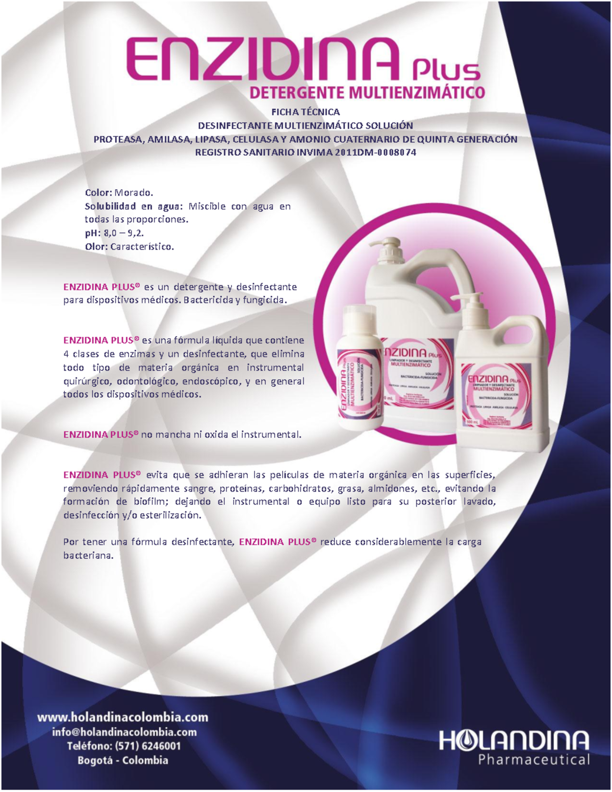 Enzidina PLUS 01 2020 - Ficha técnica de seguridad - FICHA TÉCNICA DESINFECTANTE MULTIENZIMÁTICO ...
