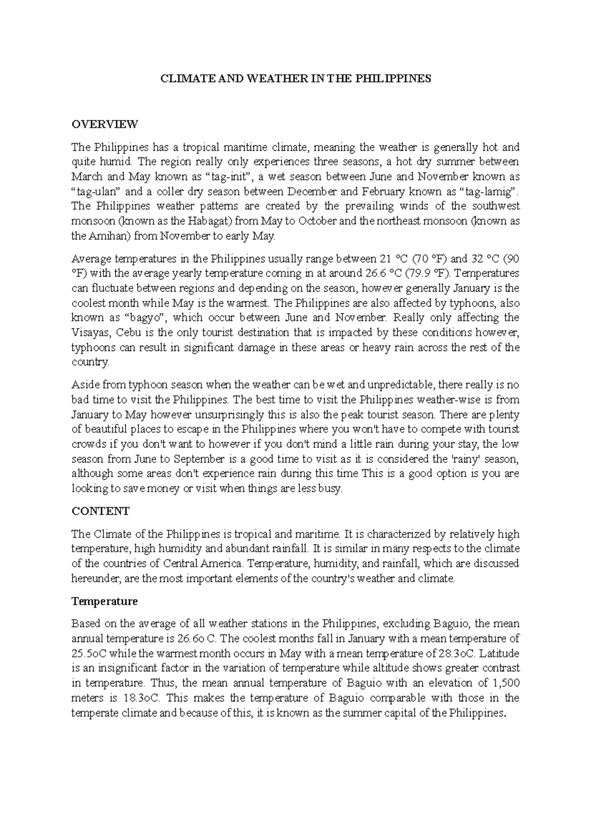 WR Climate-AND- Weather-IN-THE- Philippines - CLIMATE AND WEATHER IN ...