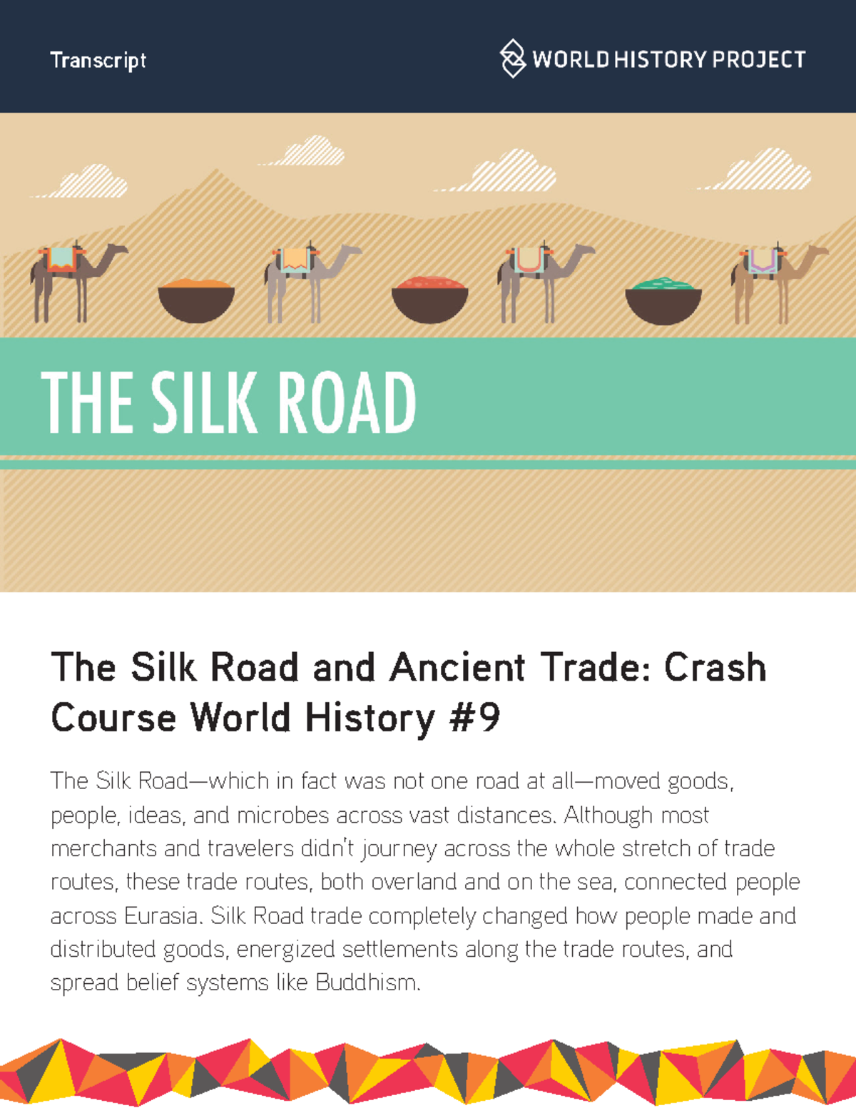 CC The Silk Road and Ancient Trade CCWH 9 - The Silk Road and Ancient ...