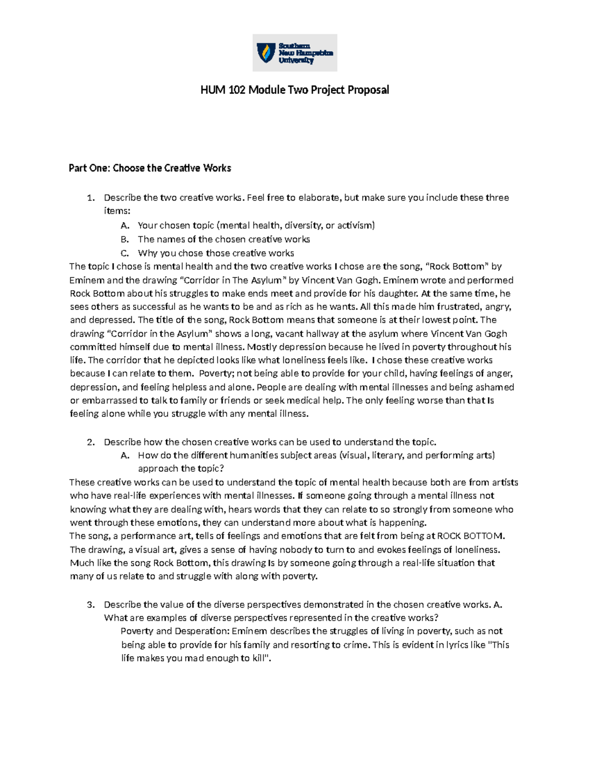 MDR HUM 102 Module Two Project Proposal - HUM 102 Module Two Project ...