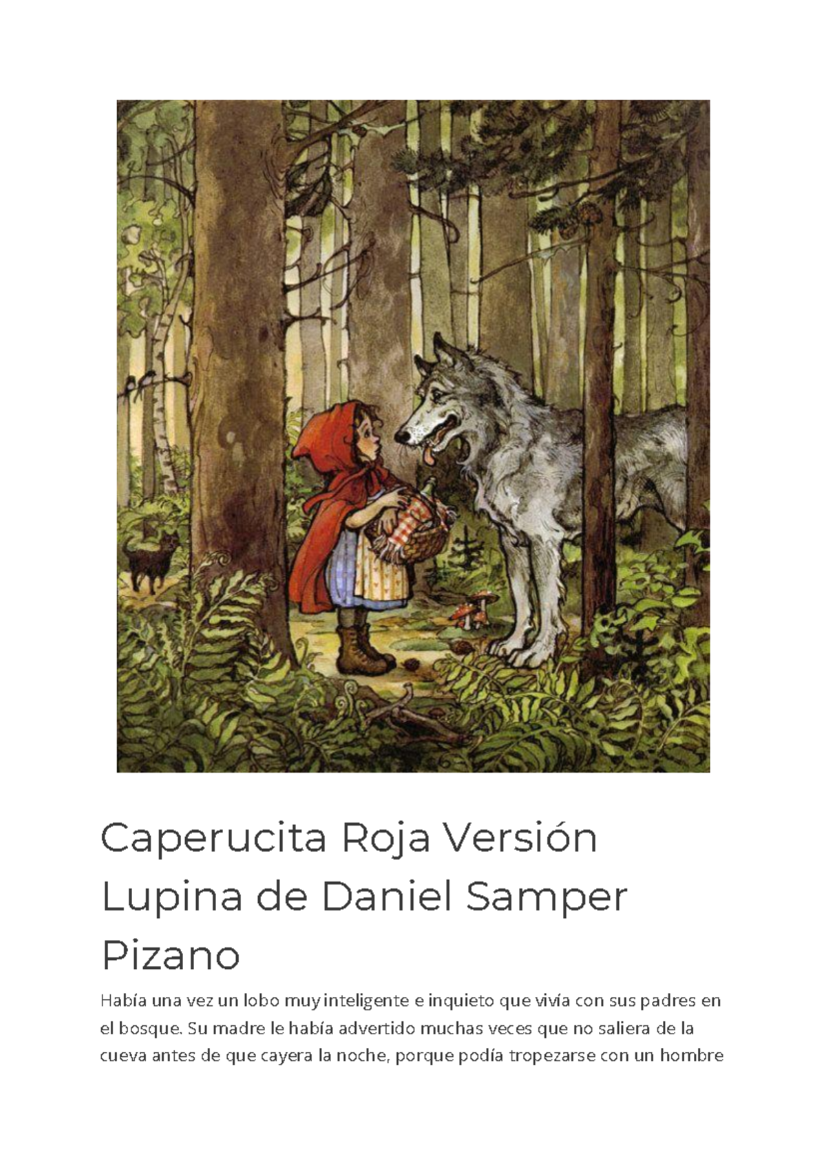 Caperucita roja - jghjghjghj - Caperucita Roja Versión Lupina de Daniel ...