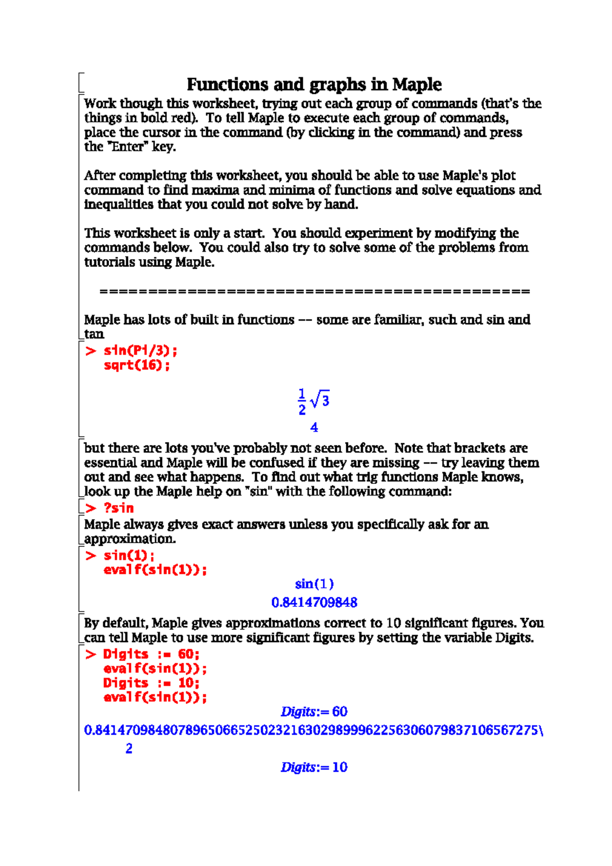 Additional Maple Worksheet - x − − − − − 4. 2. 2. 2. − 1. −1. x - 1. −0. −10 −8 −6 −4 −0−2 −3 −2 ...
