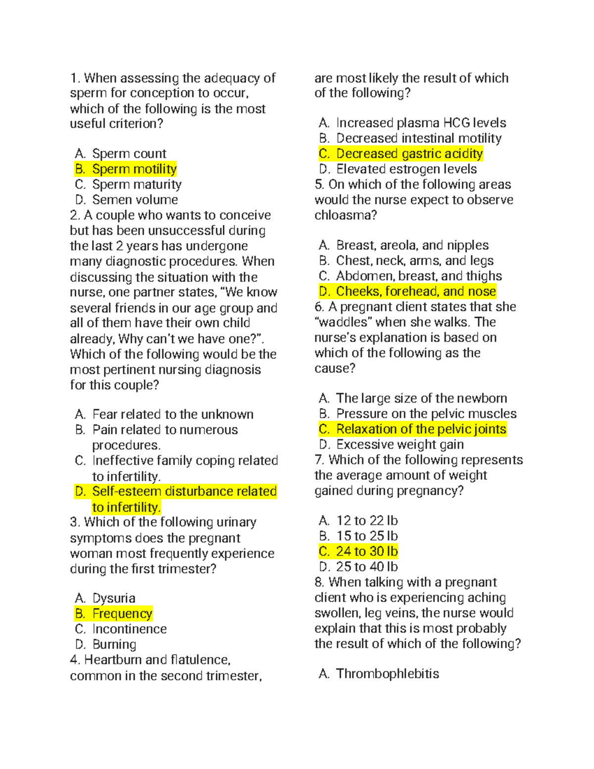 Maternal and child practice quiz 1 - When assessing the adequacy of ...