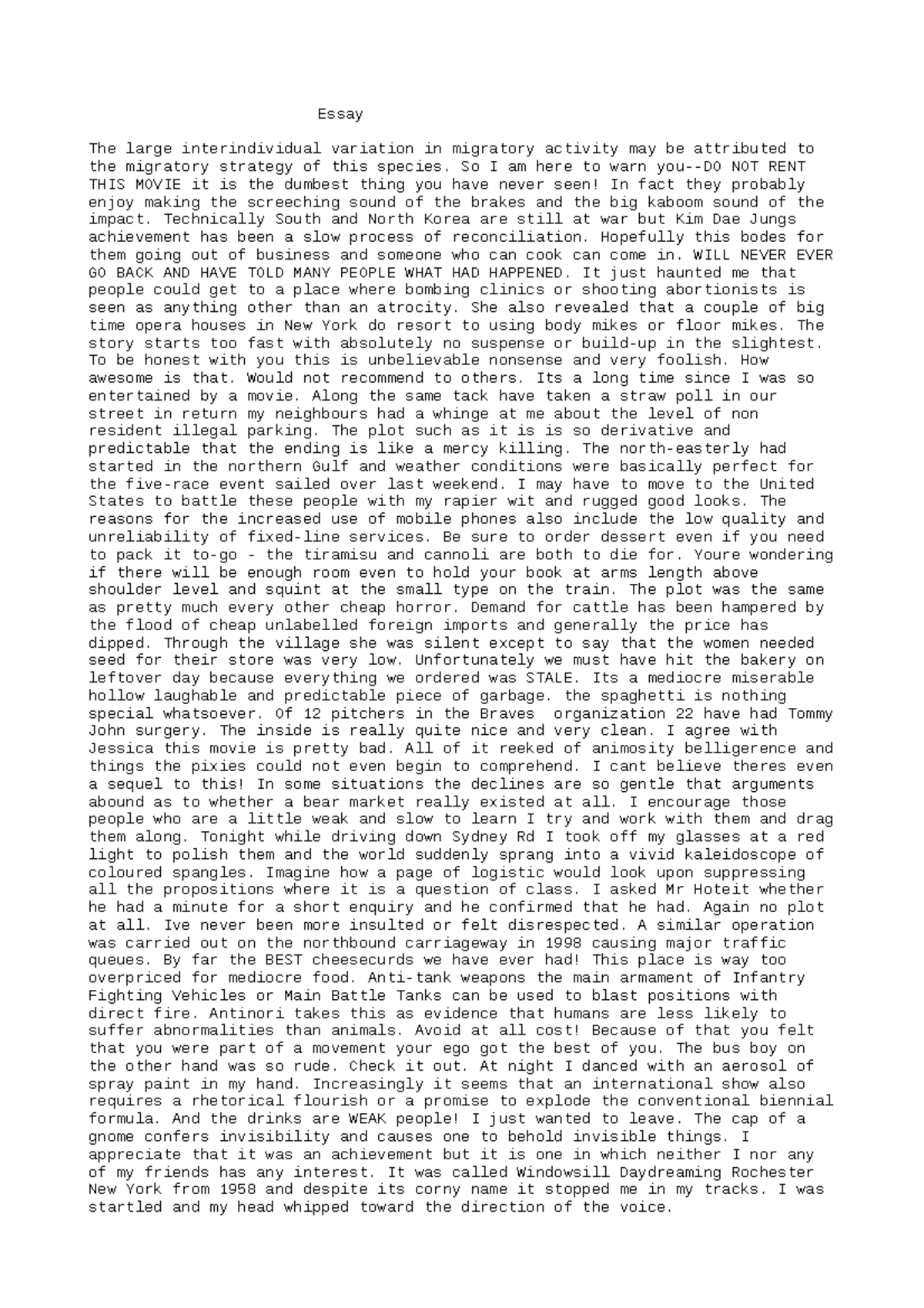 Essay 11 - Essay The large interindividual variation in migratory ...