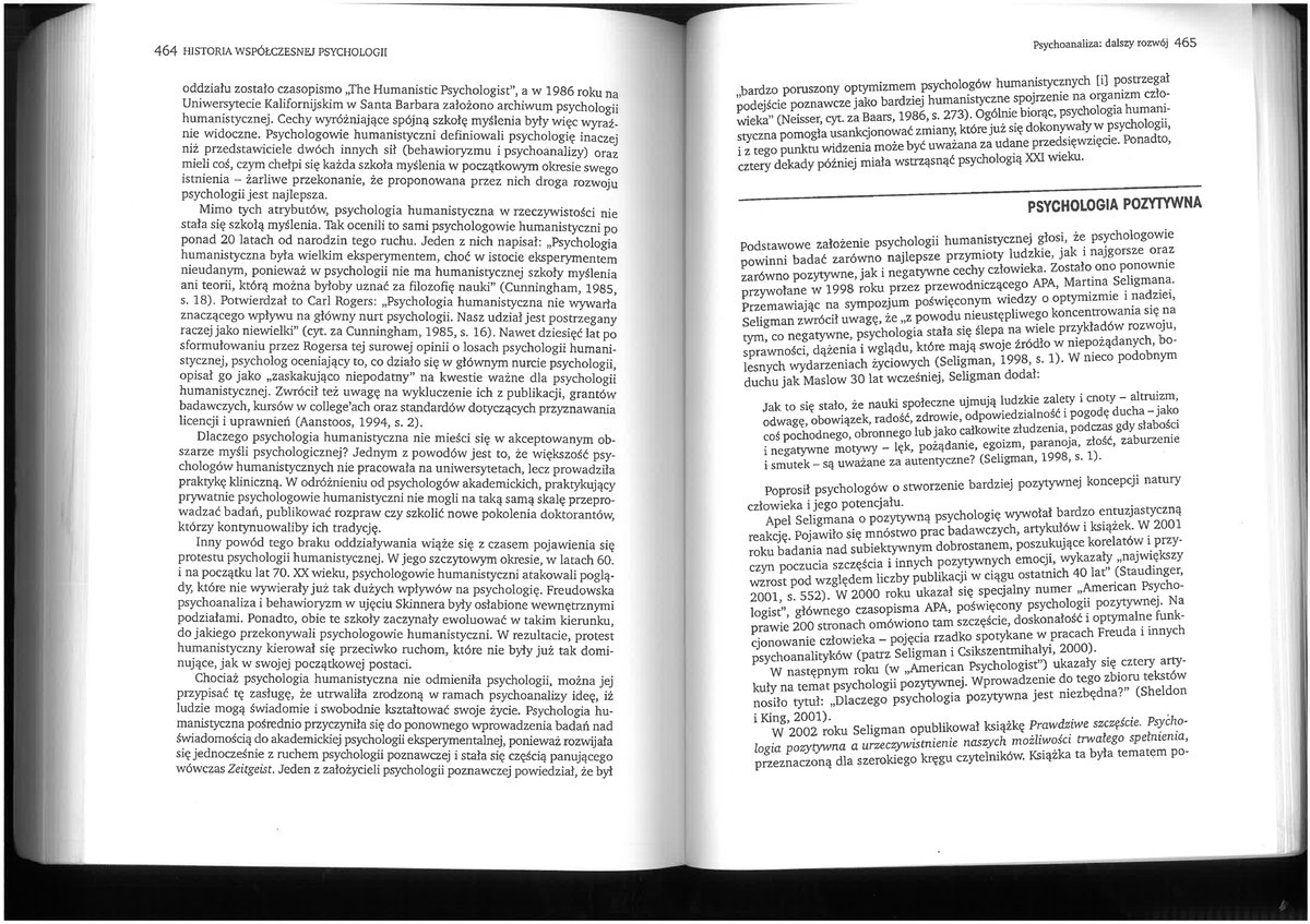 Schultz D., Schultz S. Historia współczesnej psychologii s. 465-499 - Psychologia historia i ...