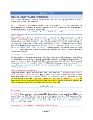 Civ Pro RULES Finals Outline - Scope of the Rules Rule: FRCP stands for ...