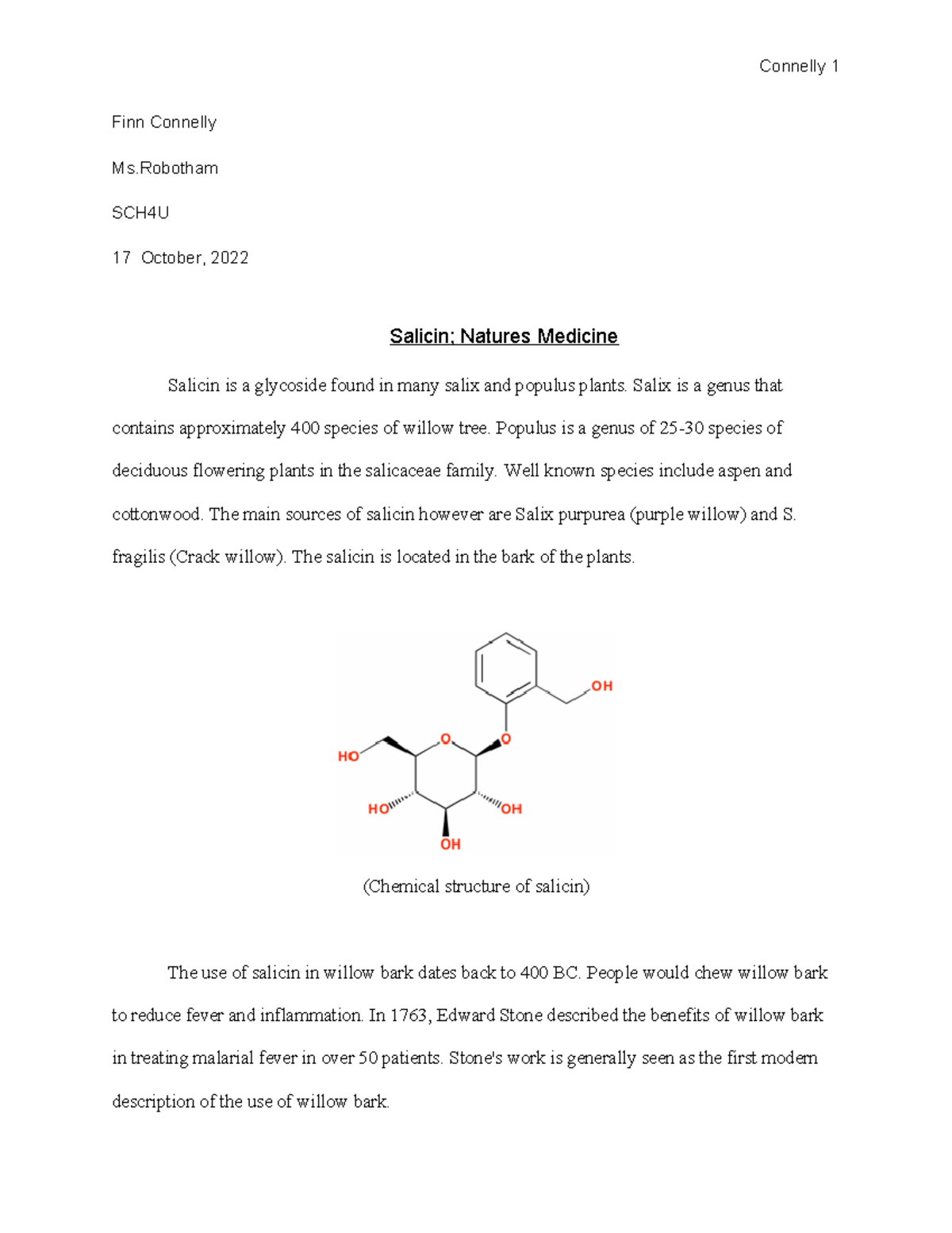 Organic Chemistry Project - Finn Connelly Ms SCH4U 17 October, 2022 ...
