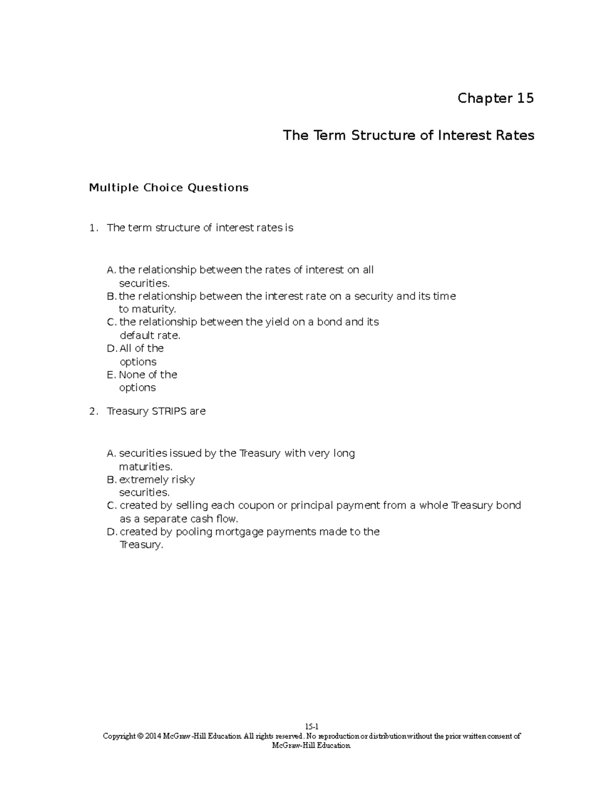 TBChap 015 - test bank - Chapter 15 The Term Structure of Interest ...
