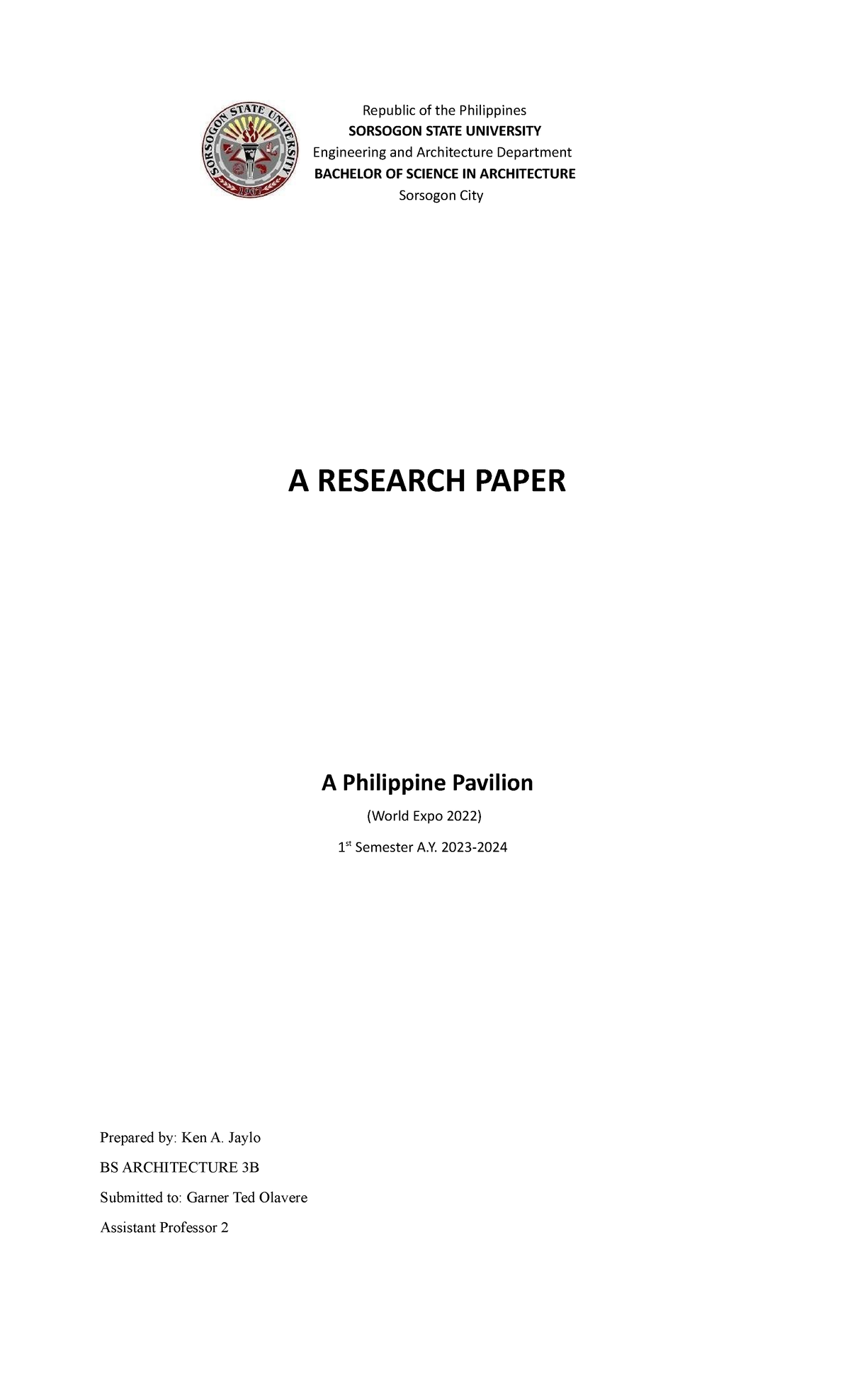 Design research - Republic of the Philippines SORSOGON STATE UNIVERSITY ...
