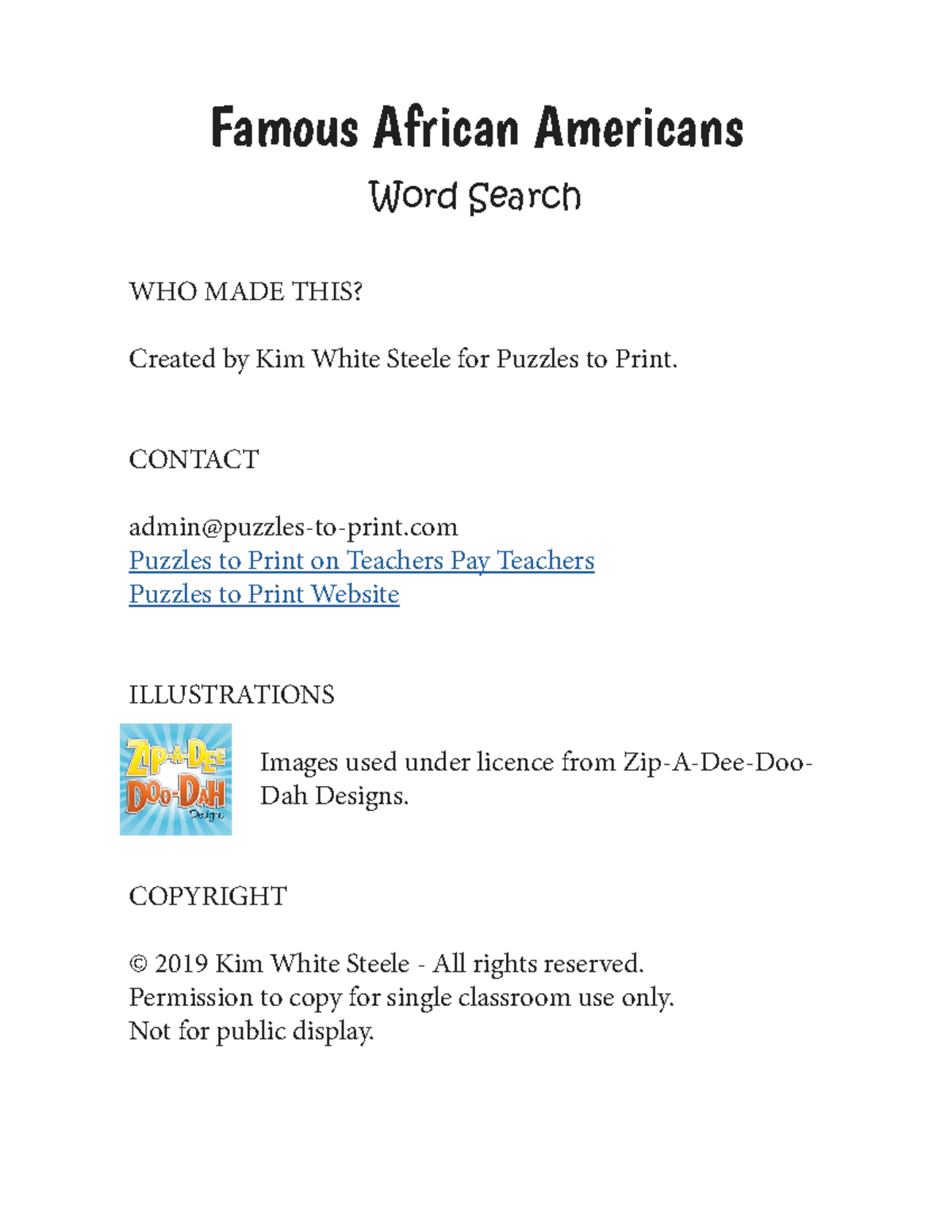 Blackhistorymonthfreebiefamous African Americans Word Search-1 - Word ...