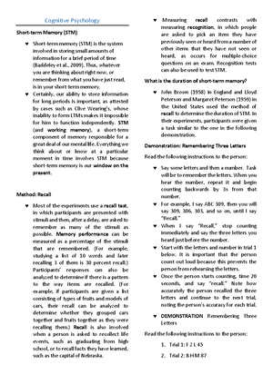 Chapter 10 Visual imagery - Chapter 10 Visual imagery Test yourself 10 ...