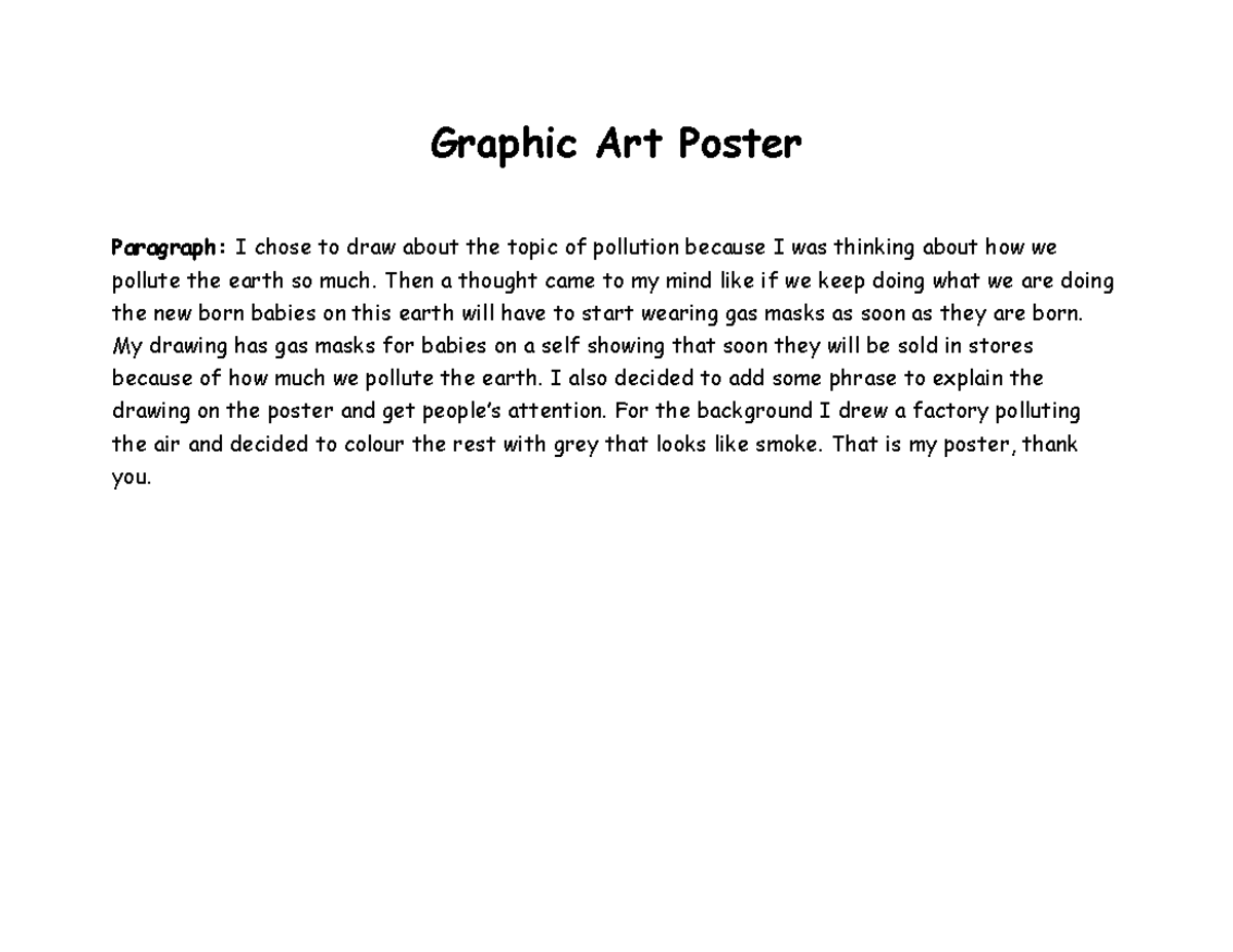 Graphic Art Poster - assignment - Graphic Art Poster Paragraph: I chose ...