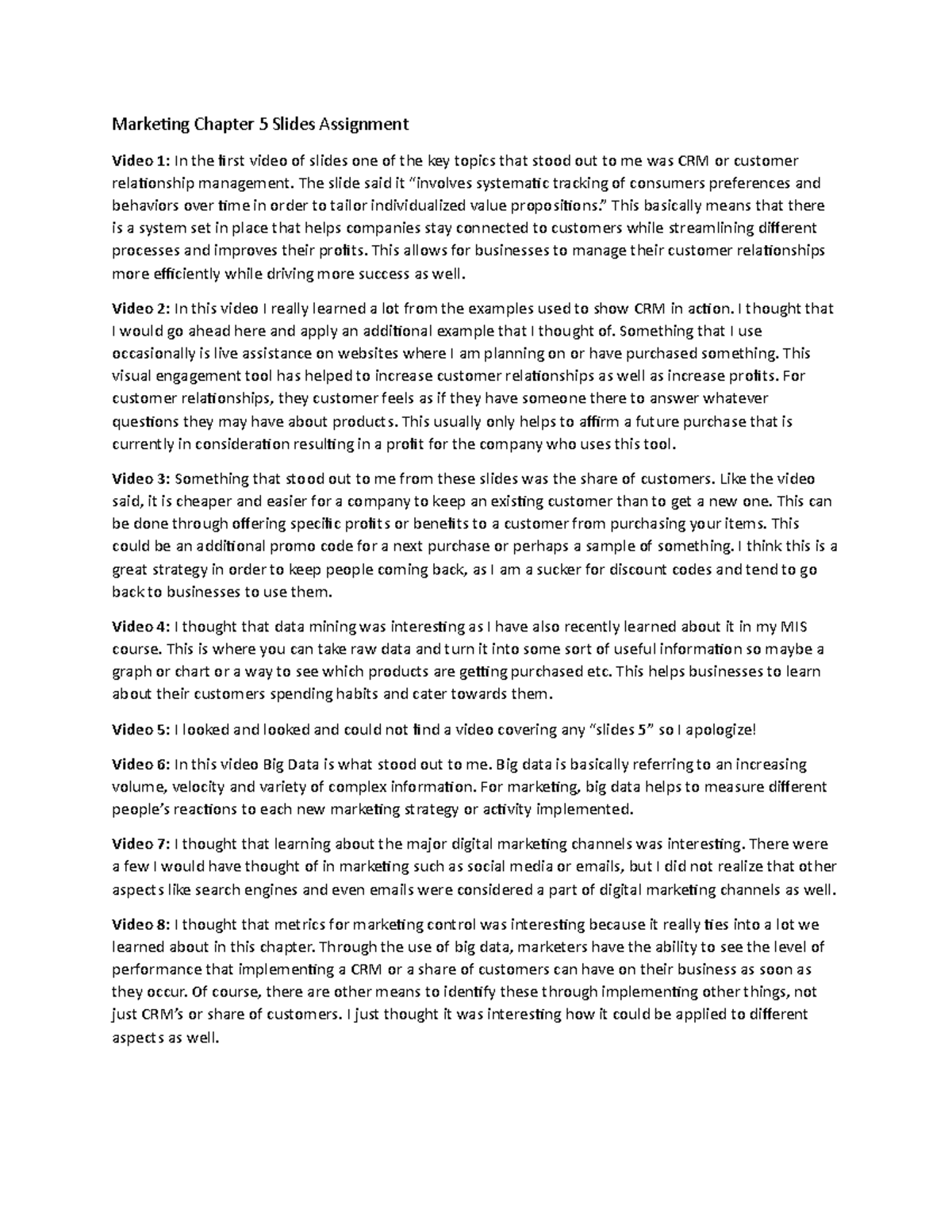 Marketing Chapter 5 Slides Assignment - Marketing Chapter 5 Slides ...