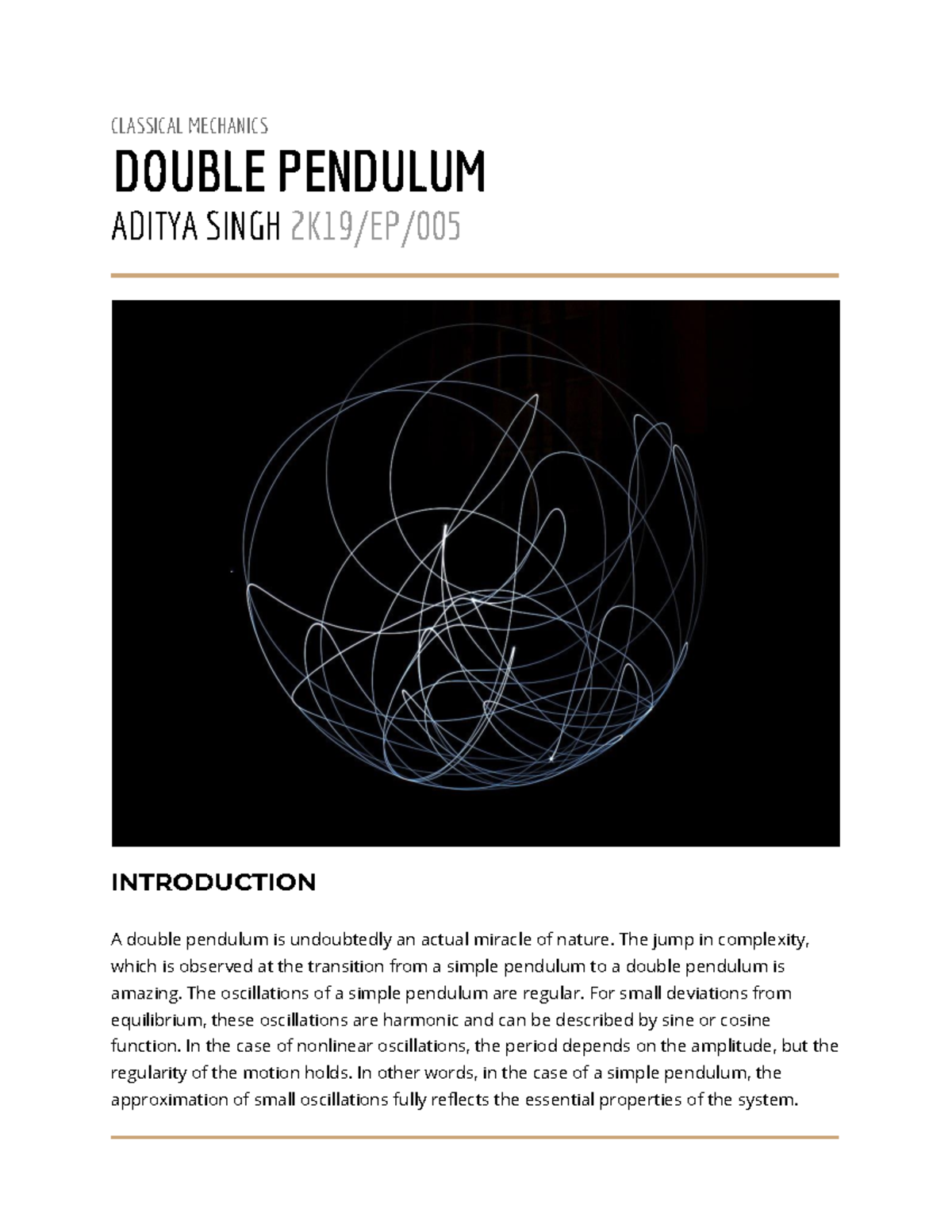 Double Pendulum - CLASSICAL MECHANICS DOUBLE PENDULUM ADITYA SINGH 2K19 ...