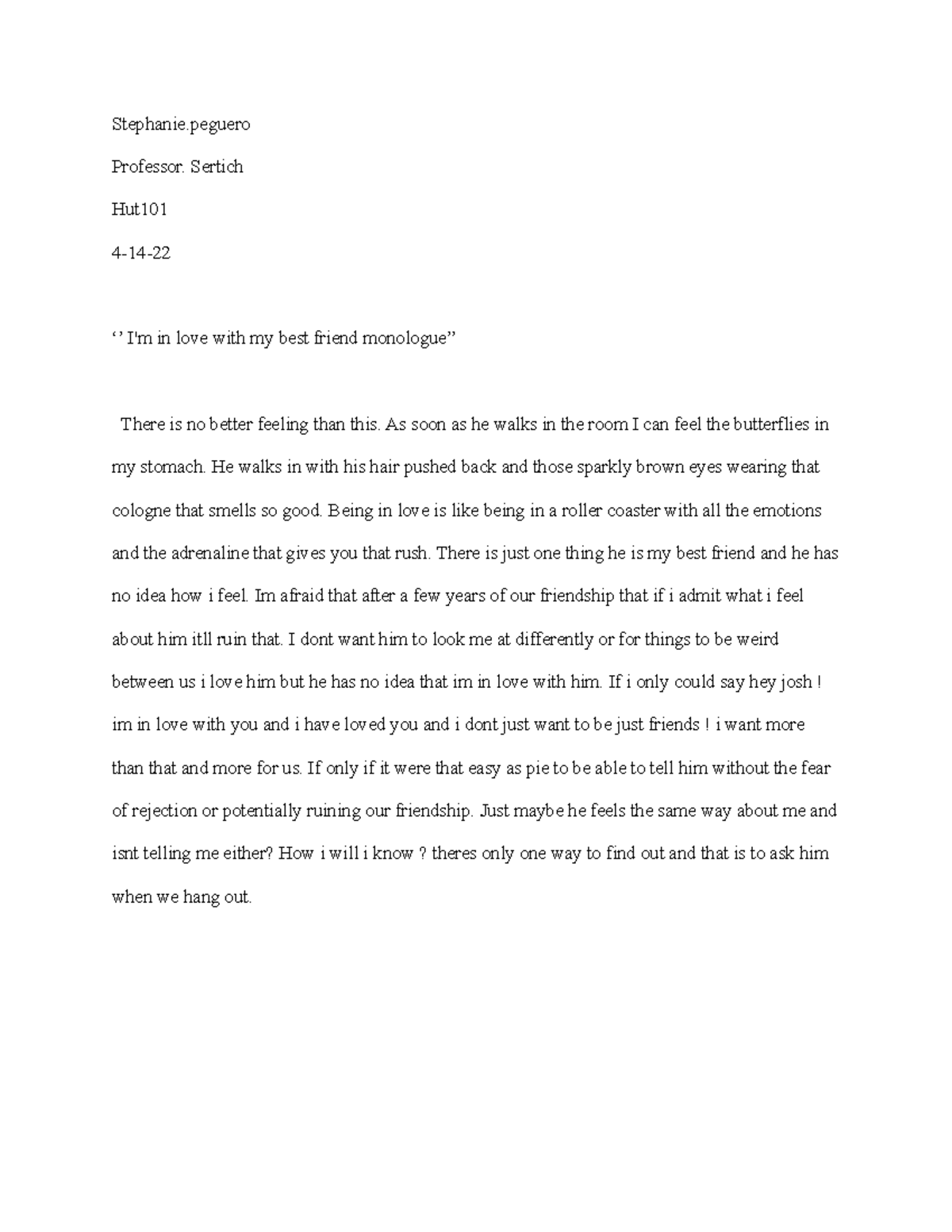 Stephanie peguero monologue-draft im in love with my bestfriend. hut101 ...