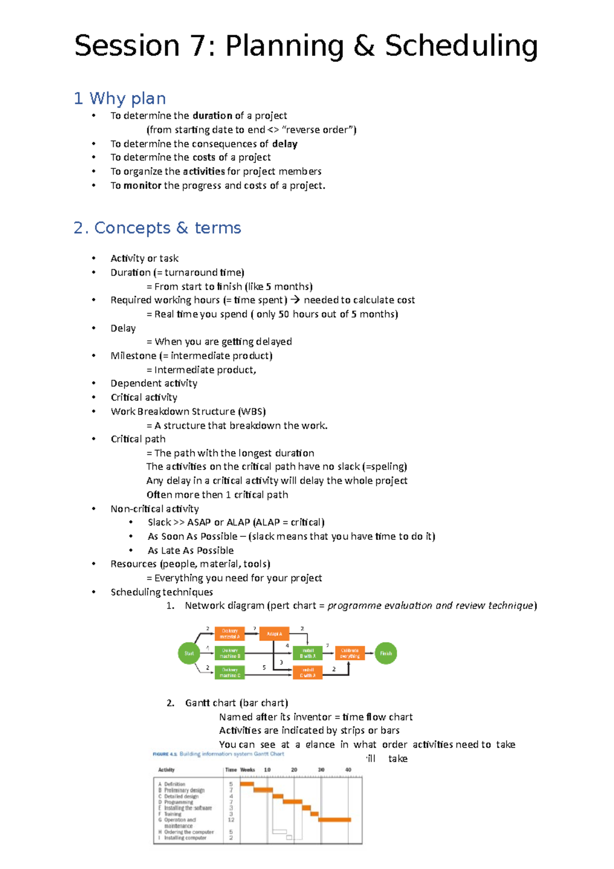 Session 7 - Planning and scheduling - Project management ...
