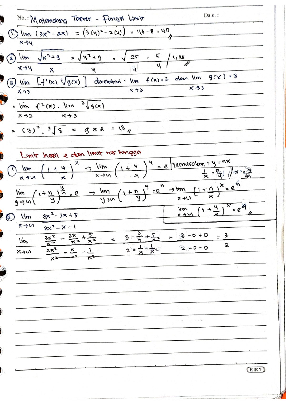 Catatan fungsi limit - Engineering Mathematics - Studocu