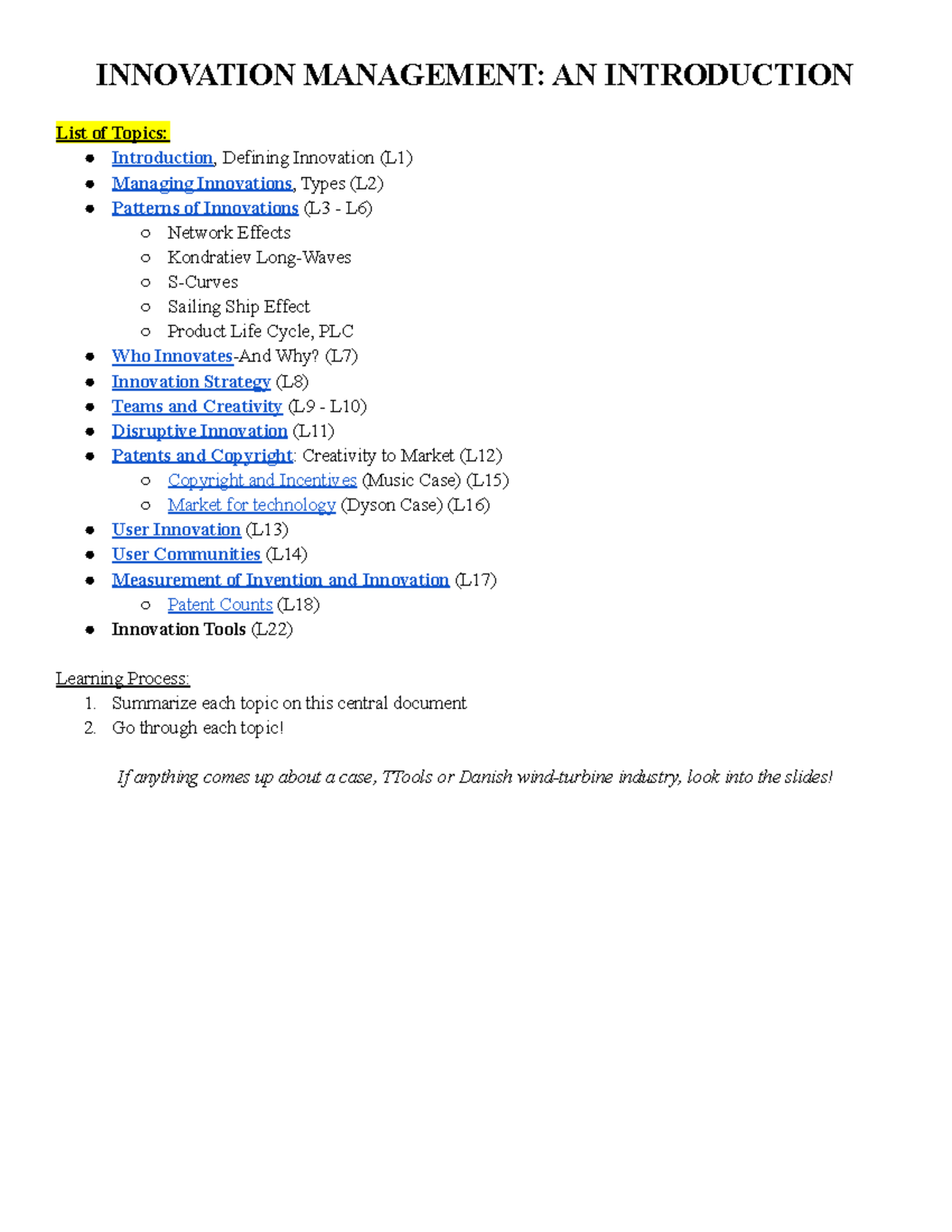 Innovation Management Master Sheet - INNOVATION MANAGEMENT: AN ...