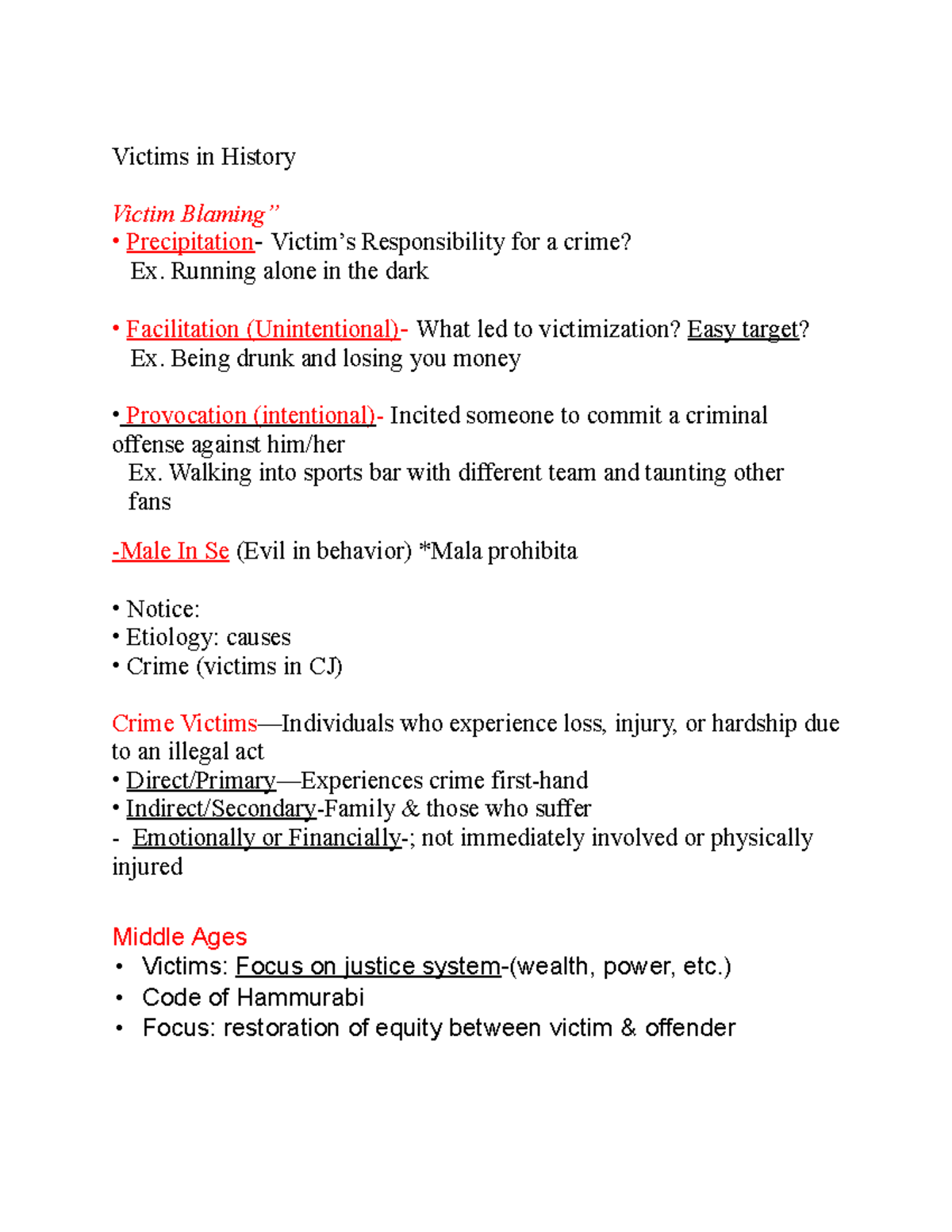 Cj 4 - Victimology fill in the blank lecture notes - Victims in History ...