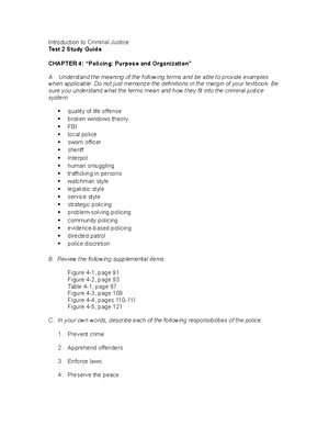 CJS 121 Test 1 Study Guide - Introduction to Criminal Justice Test 1 ...