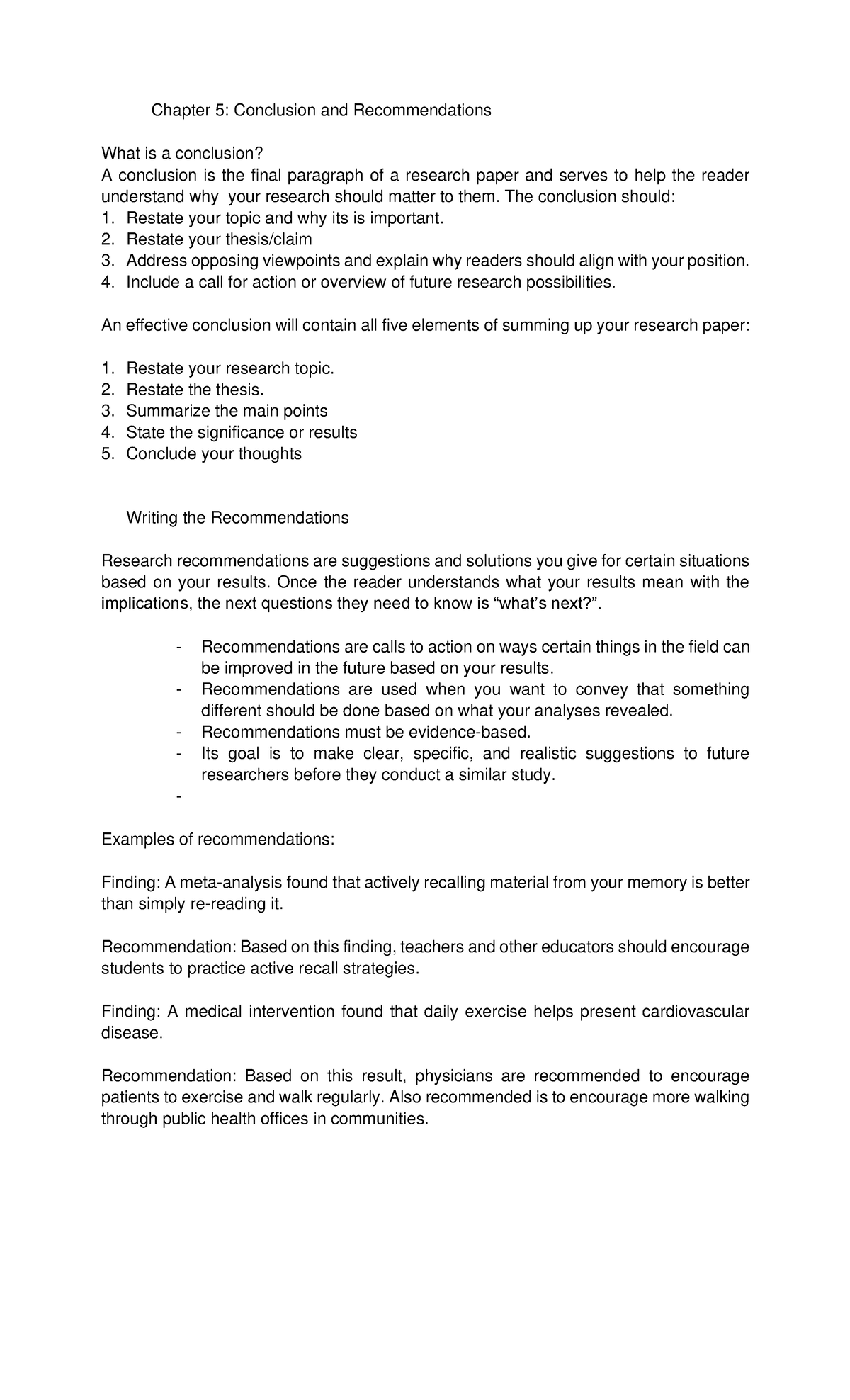 How to write conclusion and recommendation - Chapter 5: Conclusion and ...