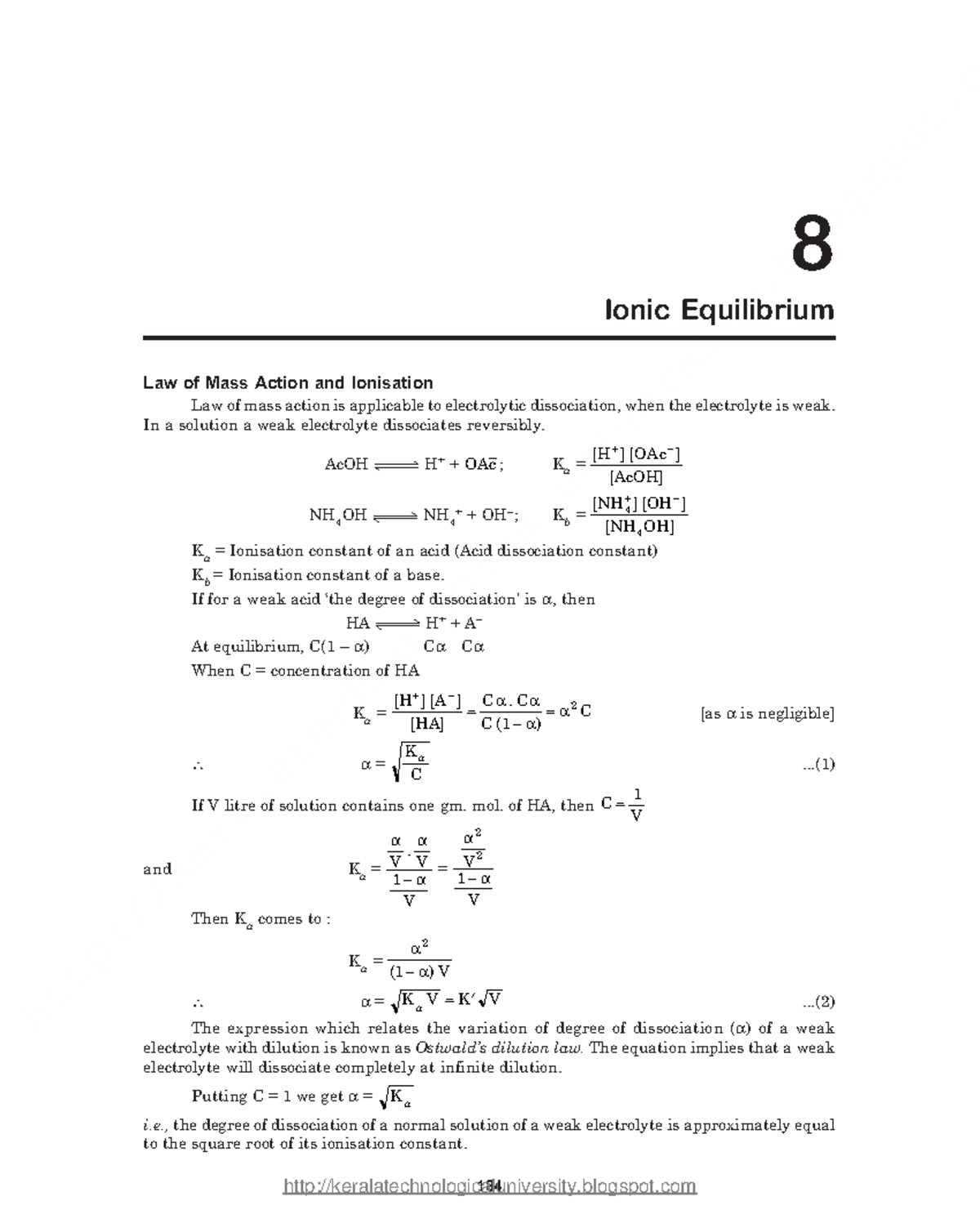 Engineering Chemistry 8- Ionic Equilibrium - 8 Ionic Equilibrium ...