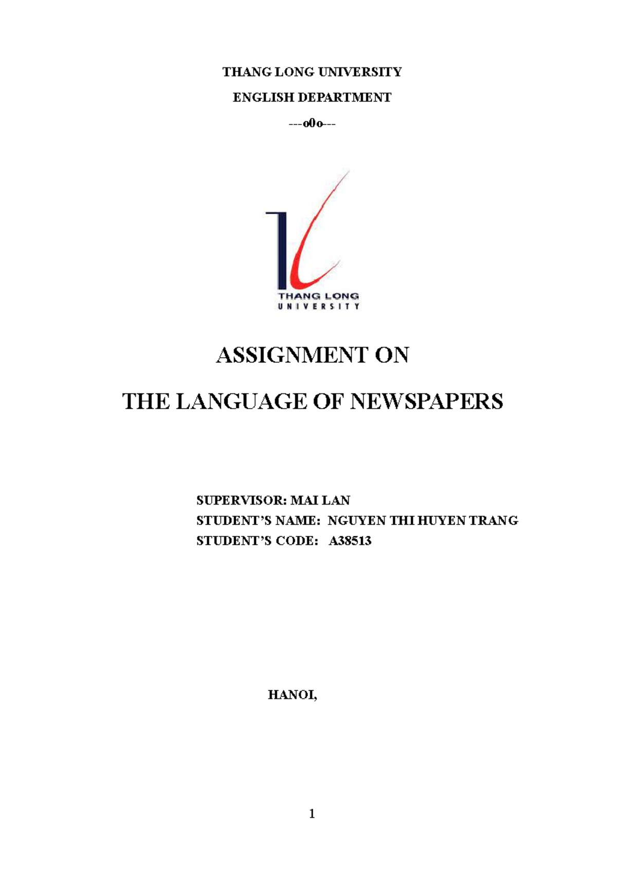 Sample structure for correction - THANG LONG UNIVERSITY ENGLISH ...