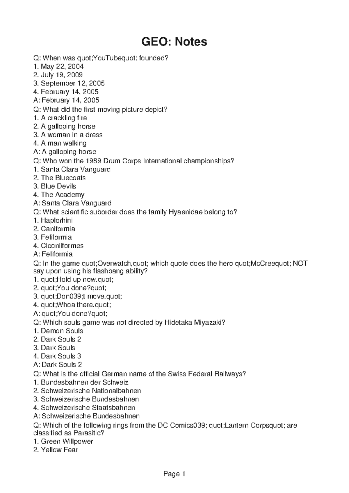 GEO136 Image 1 - GEO: Notes Q: When was quot;YouTubequot; founded? May ...