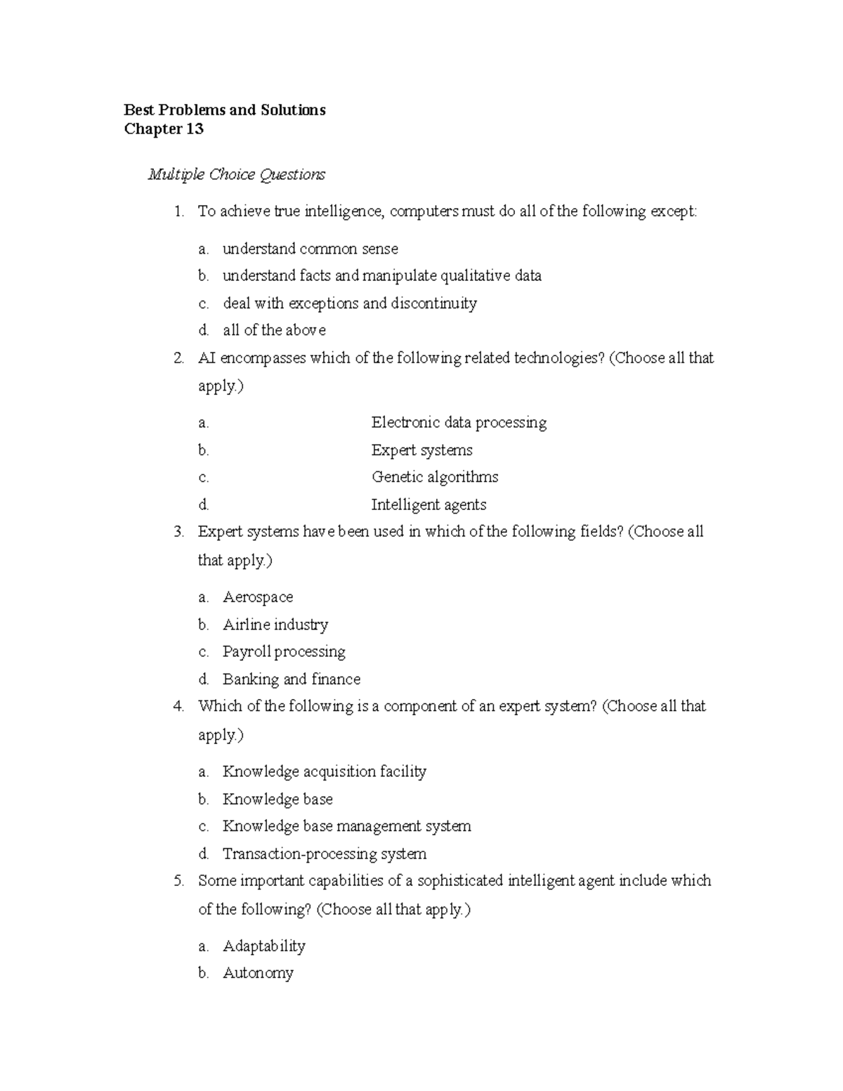 INF1505-CH13 Best Problemsand Solutions - Best Problems and Solutions ...