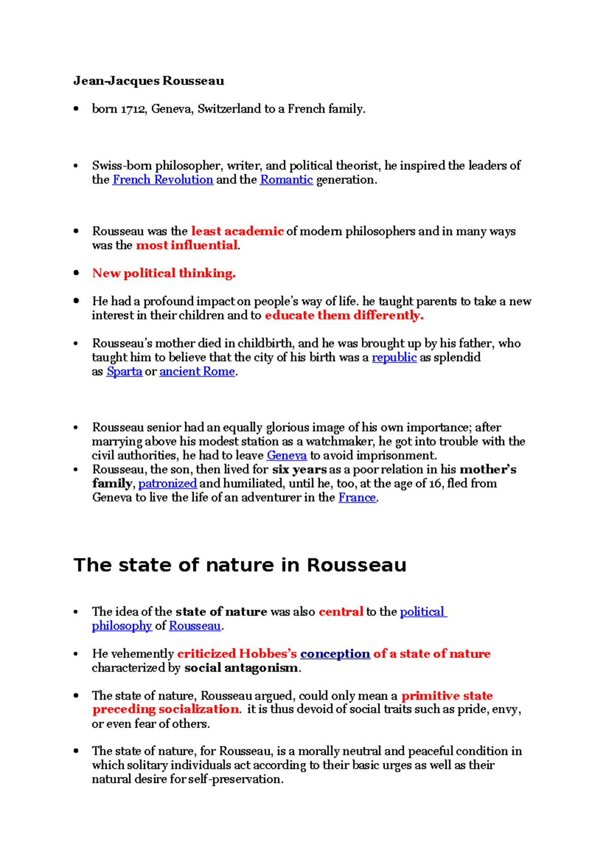 Rousseau - Jean-Jacques Rousseau born 1712, Geneva, Switzerland to a ...