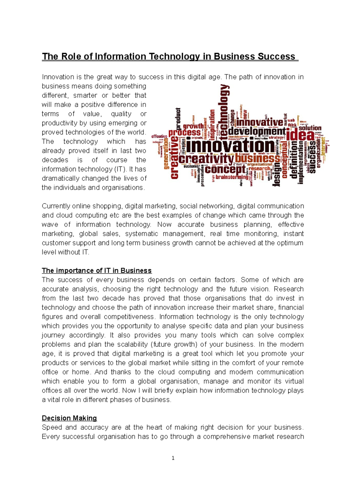 The Role Of Information Technology In Business Success The Path Of the-role-of-information-technology-in-business-success-the-path-of
