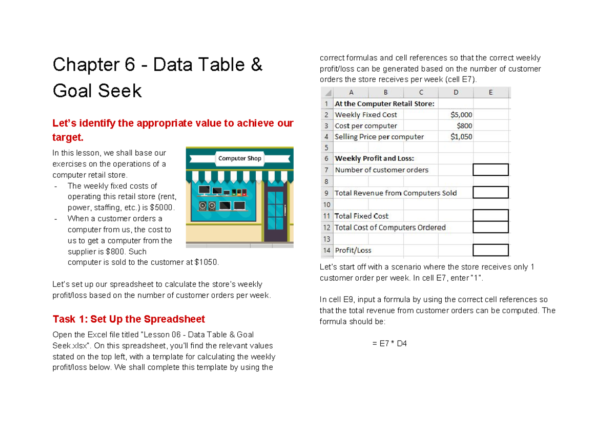 Chapter 6 - Data Table & Goal Seek - Chapter 6 - Data Table & Goal Seek ...