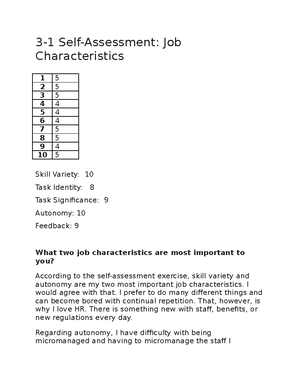 7-1 Self-Assessment- Expatriate Assignments - o Overall, what is your ...
