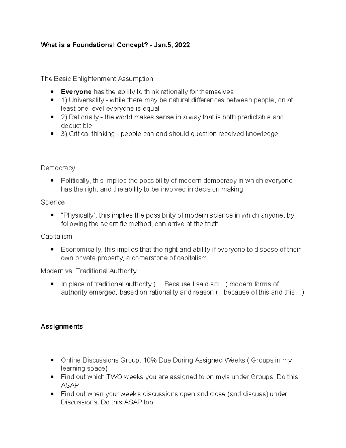 BF190 - Lecture 1 - What is a Foundational Concept? - Jan, 2022 The ...