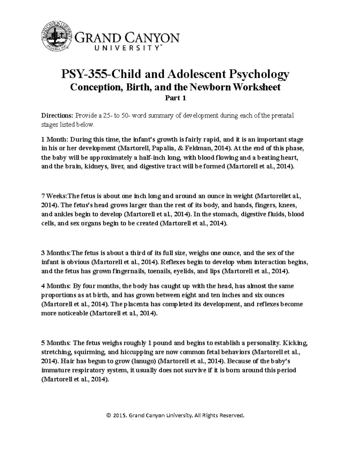 conception birth and newborn worksheet - PSY-355-Child and Adolescent ...