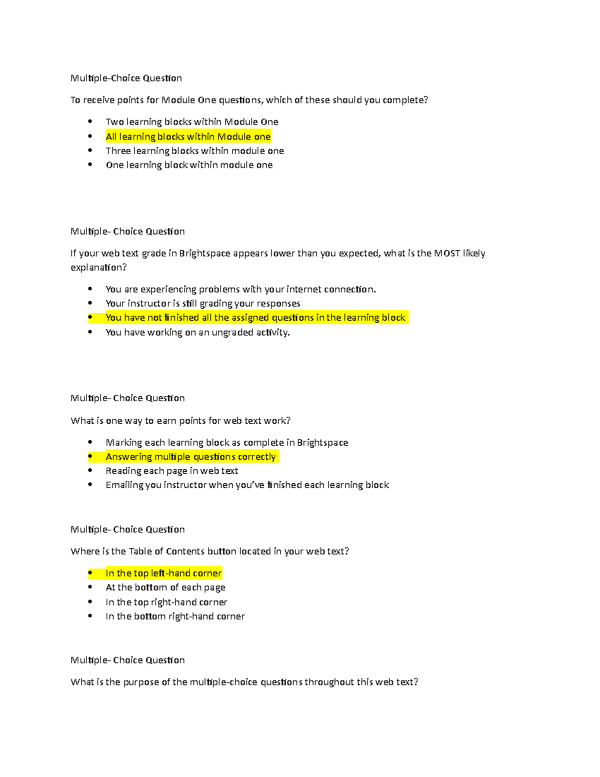 Module One Introduction to the Humanities - Multiple-Choice QuestionTo ...